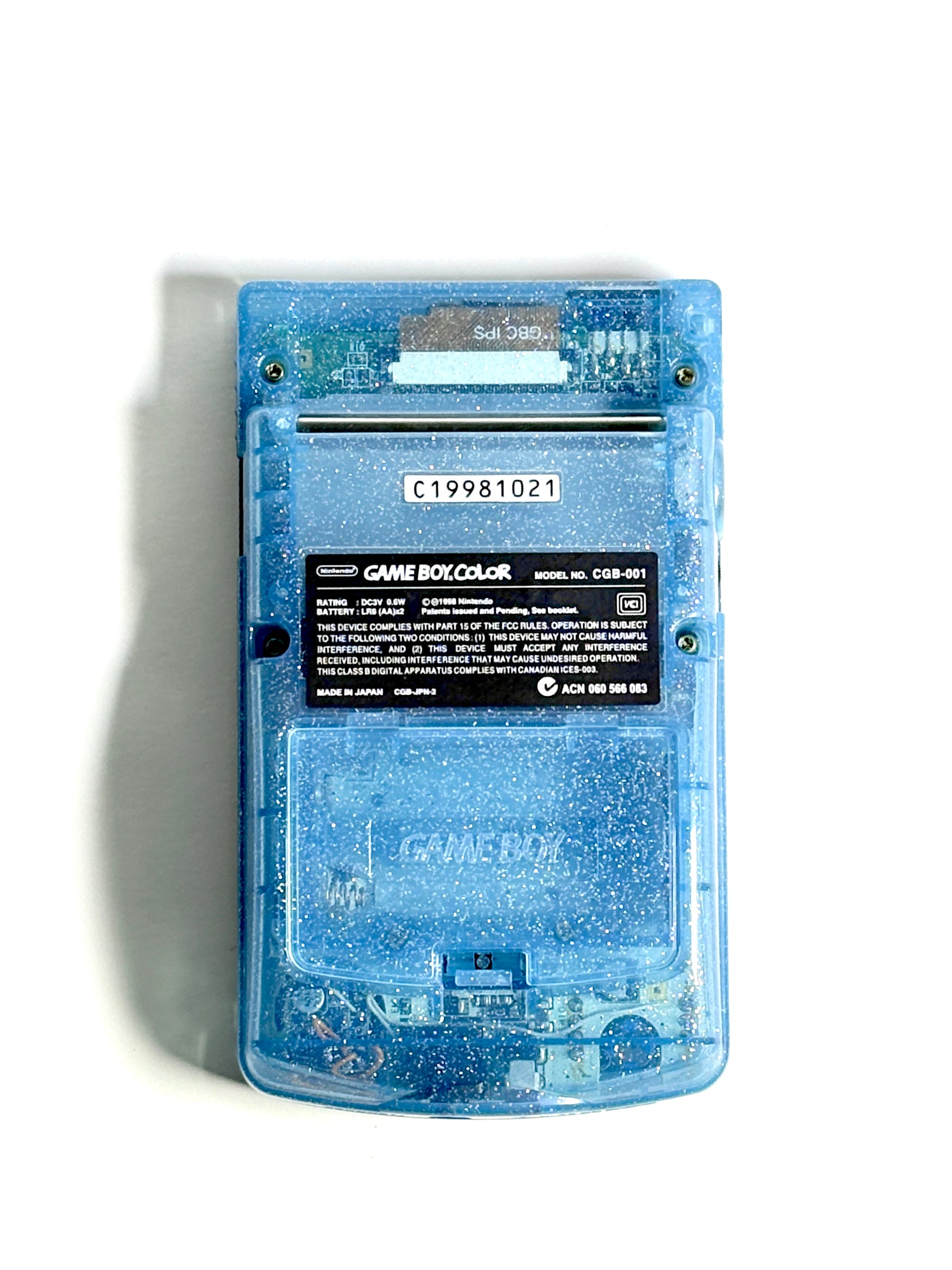 Game Boy Color – Transparent Sparkly Blue – pixelmods