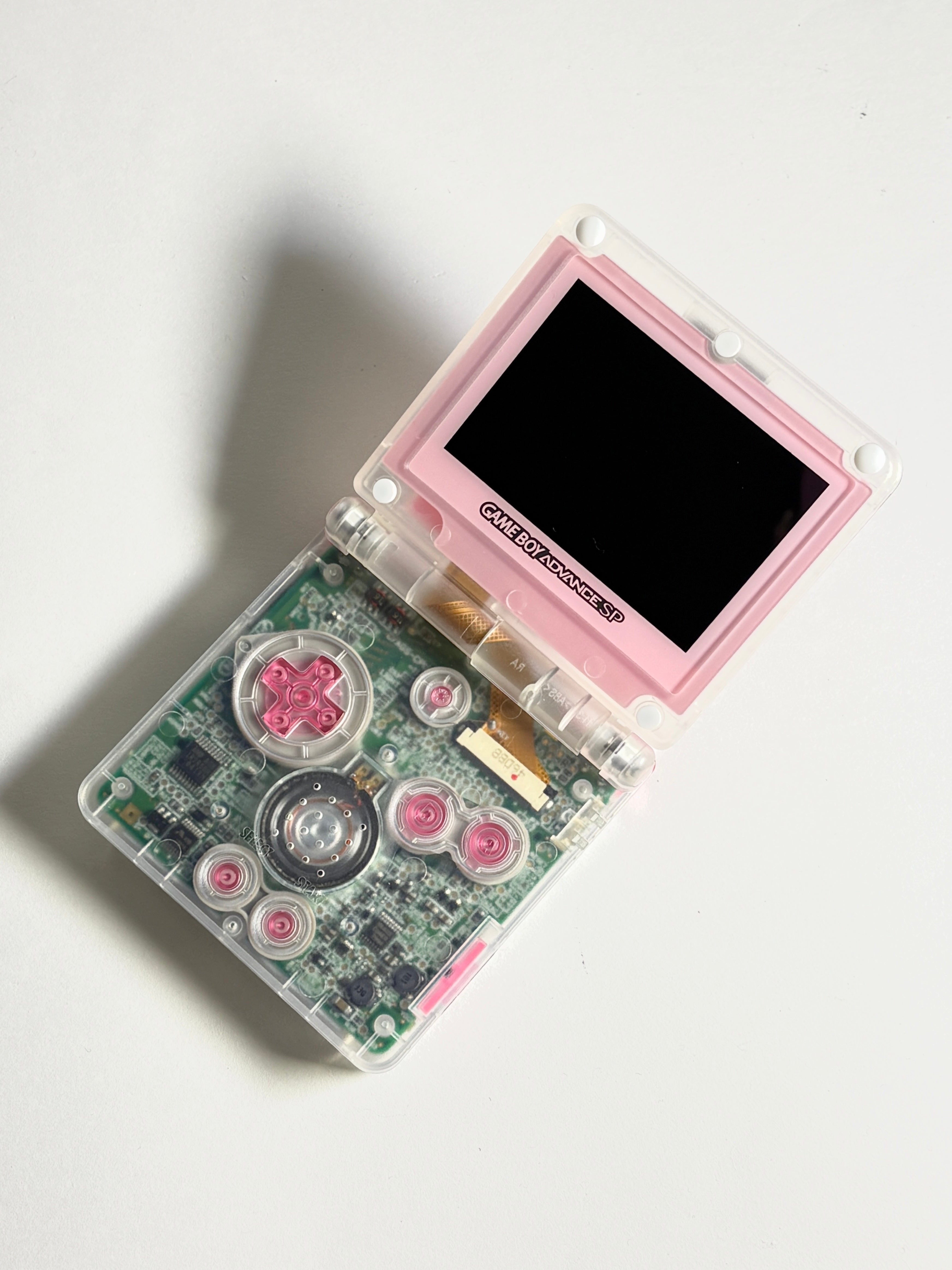 Game Boy Advance SP – Transparent x Pink – pixelmods